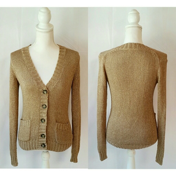 J. Crew Factory | Sweaters | Jcrew Factory Metallic Gold Beach Cardigan ...